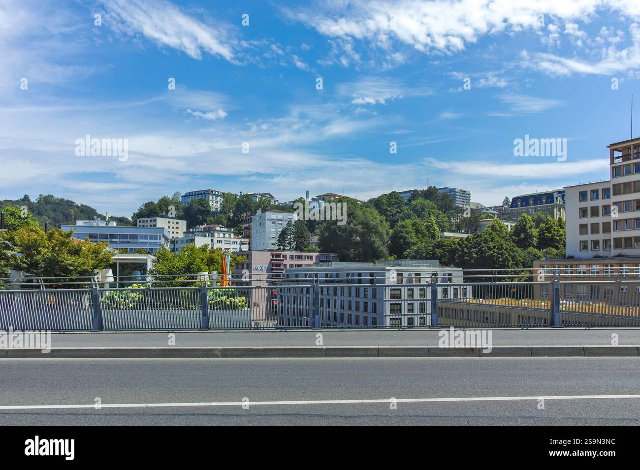 LAUSANNE, SWITZERLAND - JUNE 18, 2023: Typical Building and street at ...
