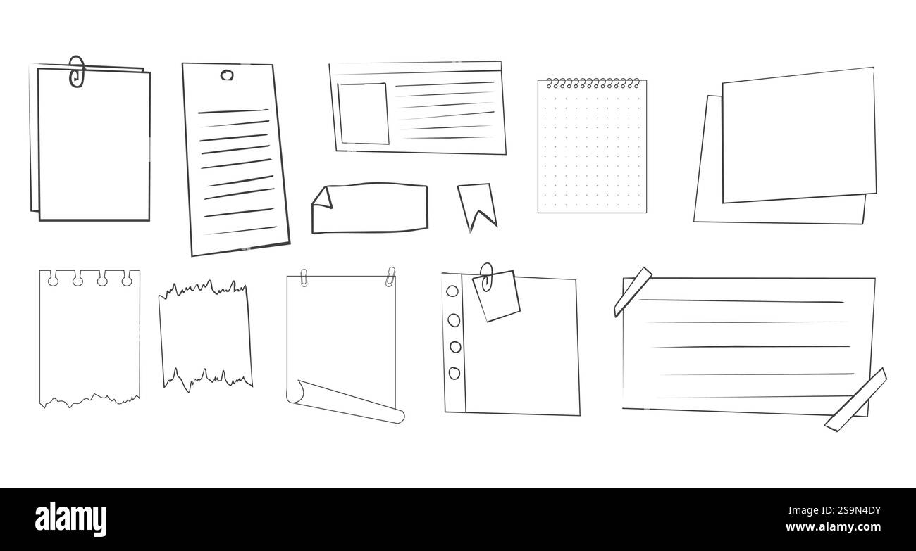 Memo sticky note reminder sheet paper. Doodle paper frame, check list ...