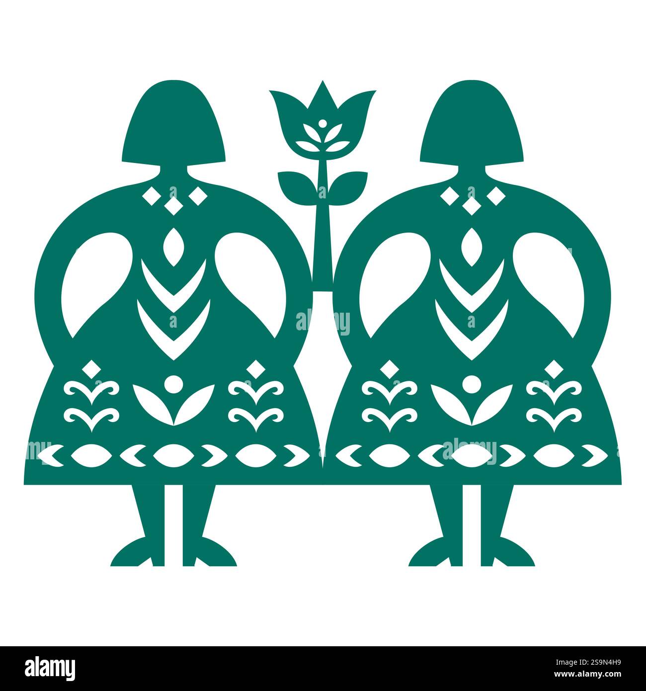 Polish folk art vector seamless pattern with man and woman ...