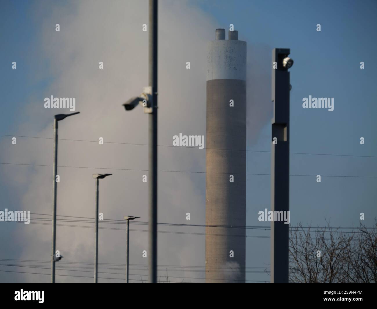 Incinerator Chimney at EcoPark a waste-to-energy plant which ...