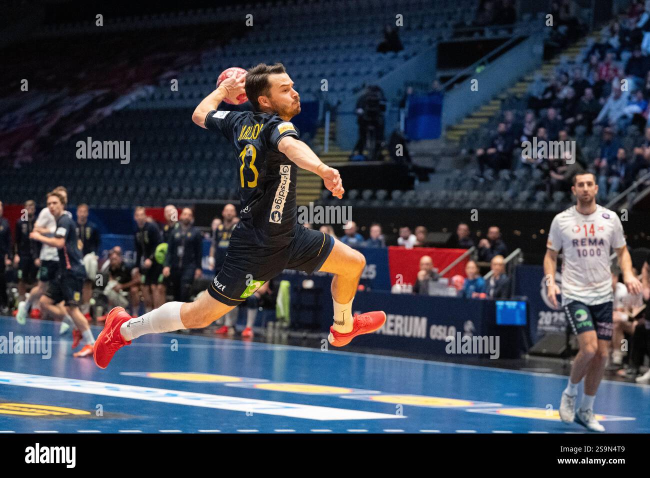 Oslo, Norway. 19th Jan, 2025. Sebastian Karlsson (13) of Sweden seen ...