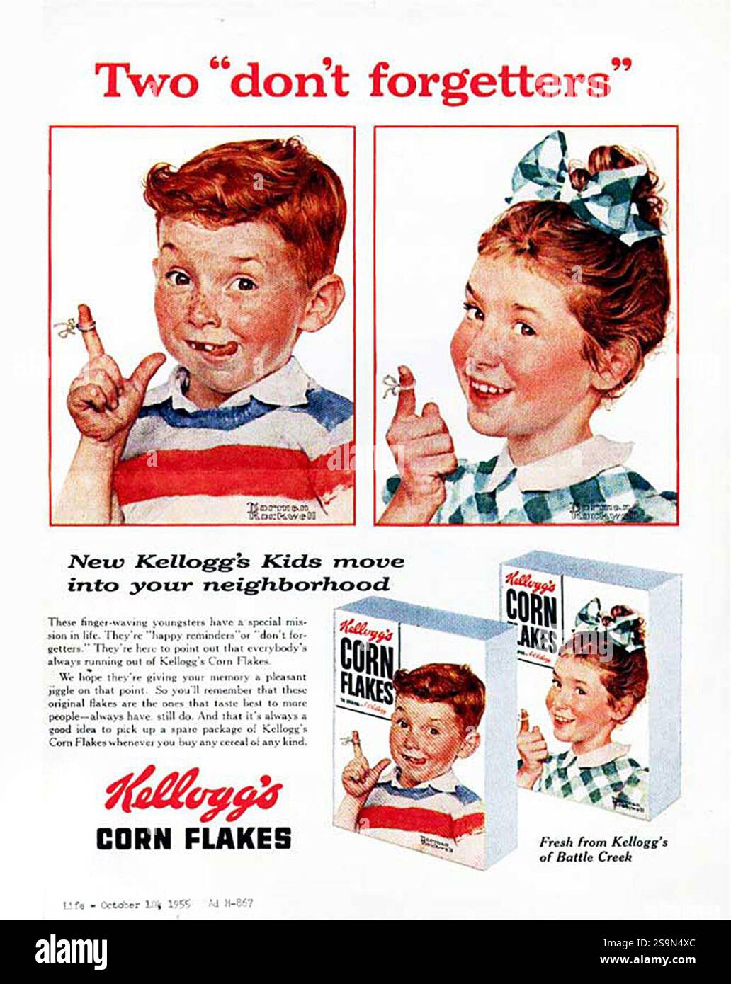 1955 Kellogg's Corn Flakes Ad -"Two Don't Forgetters" by Norman ...
