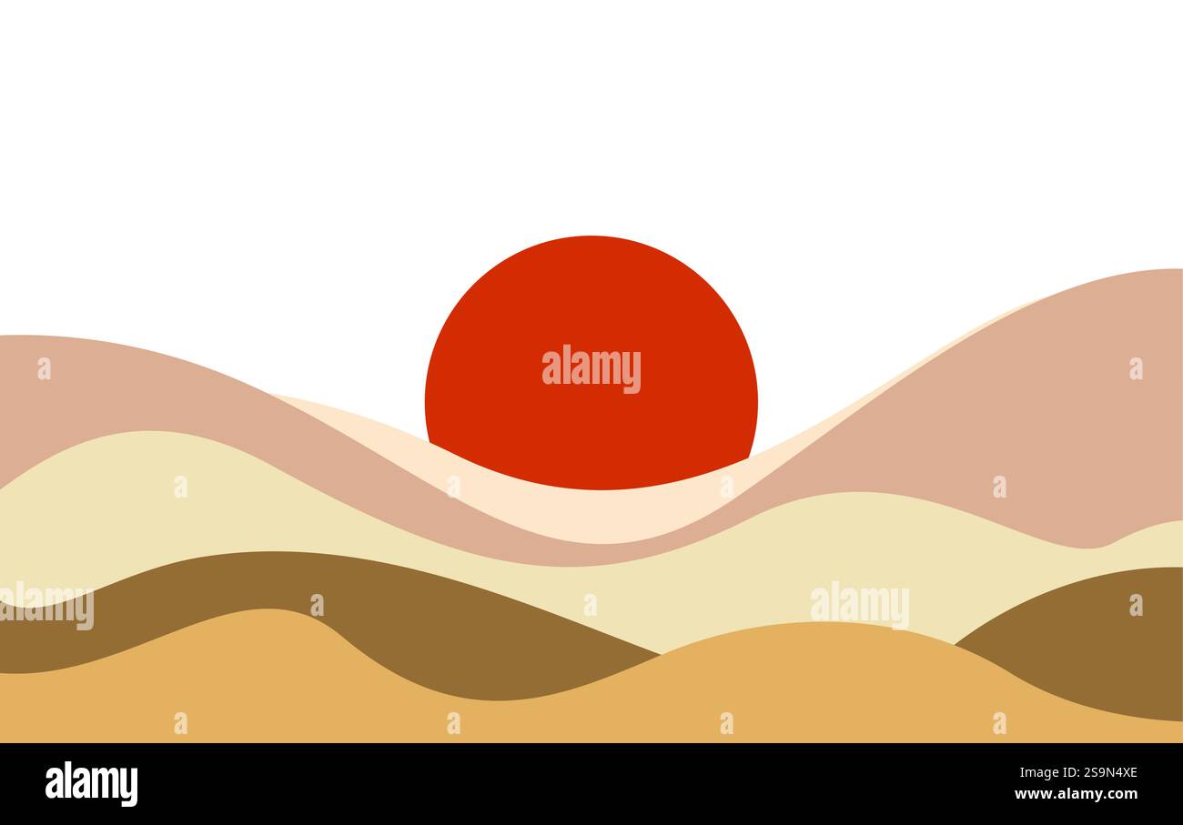 Beautiful mountain landscape with sun background Stock Vector Image ...