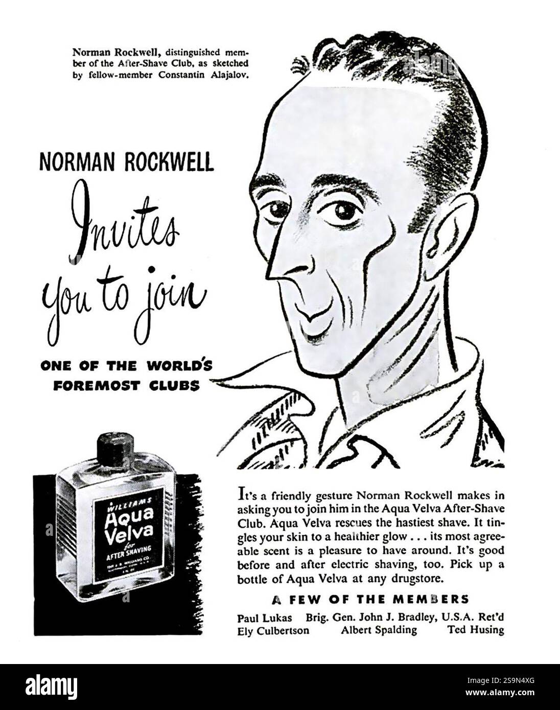 1948 Norman Rockwell portrait by Alajalov Aqua Velva After Shave ad ...