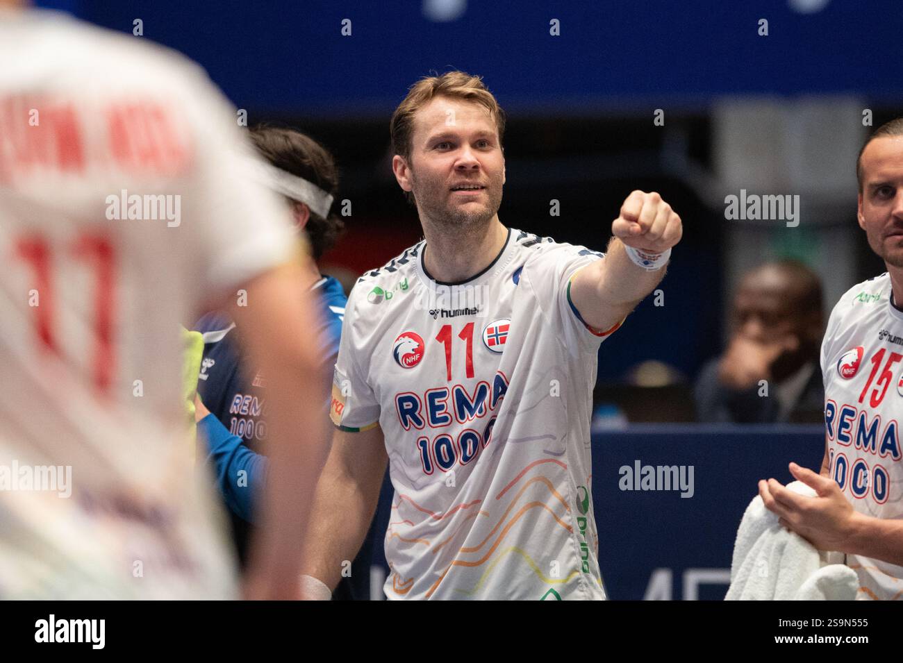 Oslo, Norway. 26th Jan, 2025. Petter Overby (11) of Norway seen during ...