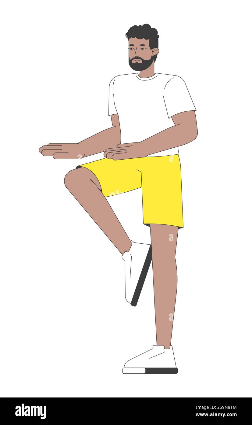 African american man balancing on one leg 2D cartoon character Stock ...