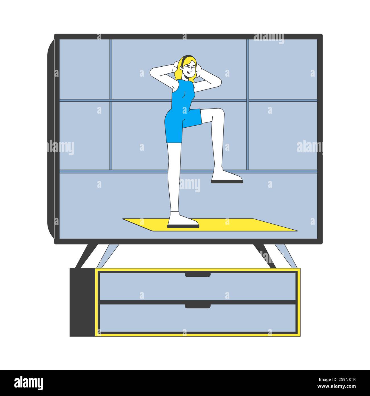Fitness video on TV screen 2D cartoon object Stock Vector Image & Art ...