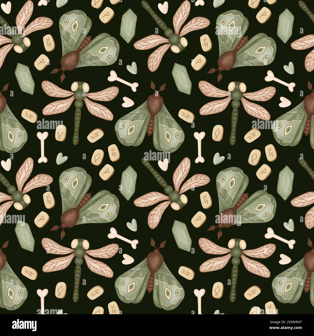 Flying insects seamless pattern. Illustration of butterflies ...