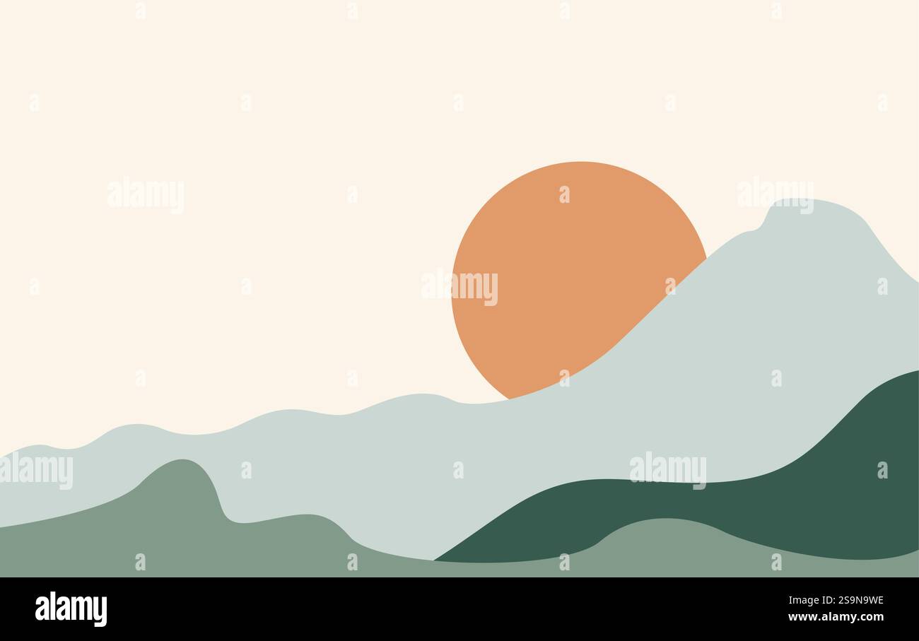 Mountain Minimal background vector illustration. Abstract landscape ...