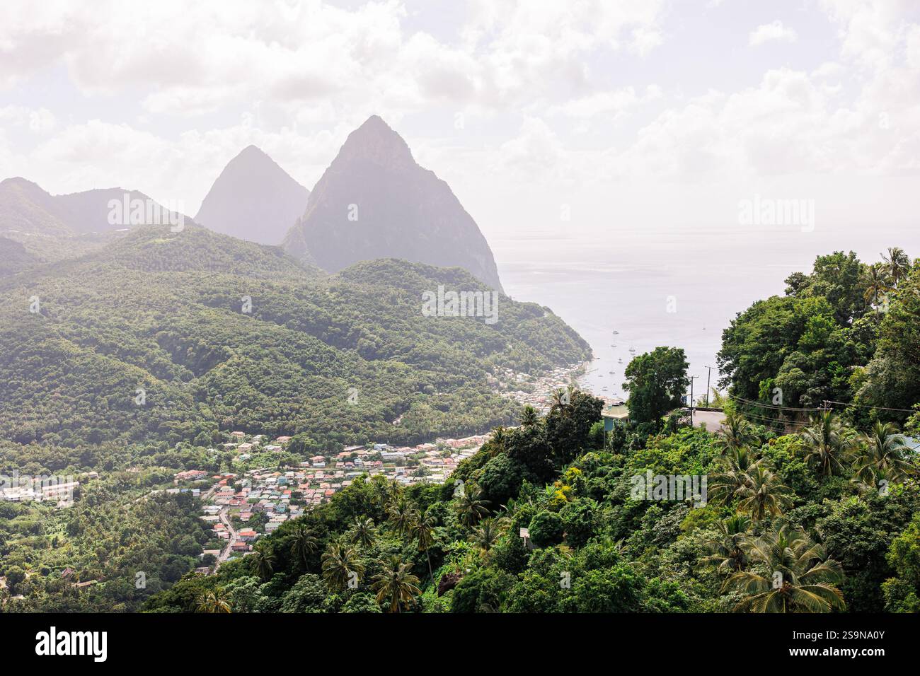 Iconic View of The Pitons and SoufriÃ¨re, St. Lucia Stock Photo - Alamy