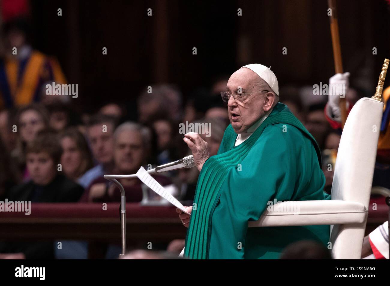 Vatican City, Vatican, 25 January 2025. Pope Francis presides over a ...