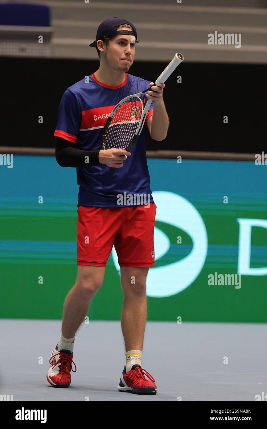 Ostrava, Czech Republic. 27th Jan, 2025. Czech tennis player Maxim Mrva ...