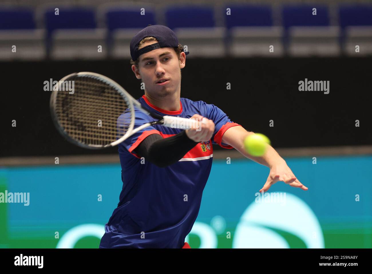 Czech tennis player Maxim Mrva attends a training session of Czech team ...