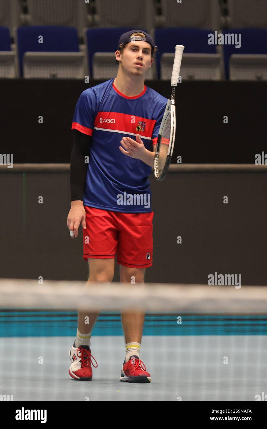 Ostrava, Czech Republic. 27th Jan, 2025. Czech tennis player Maxim Mrva ...