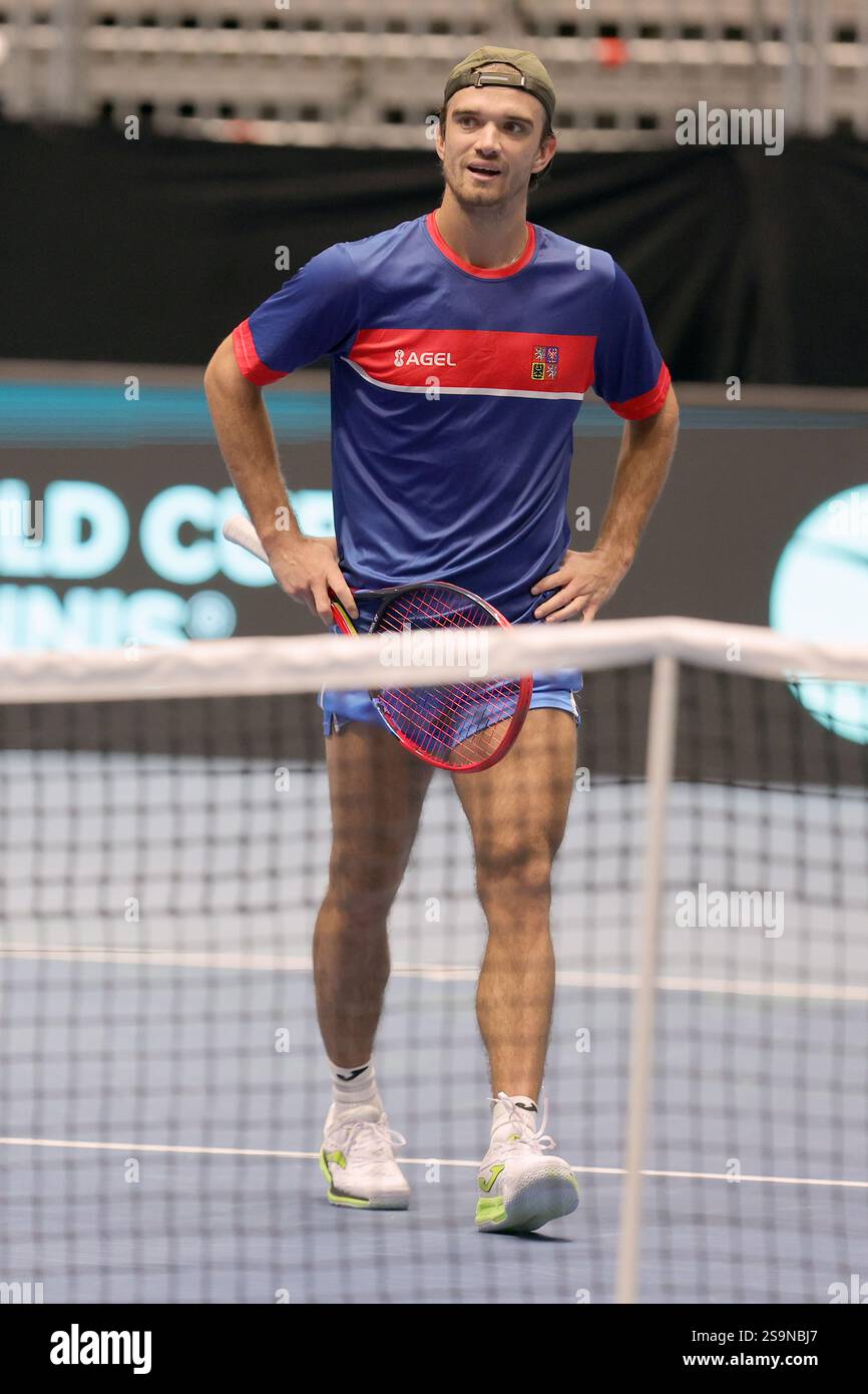 Czech tennis player Tomas Machac attends a training session of Czech ...