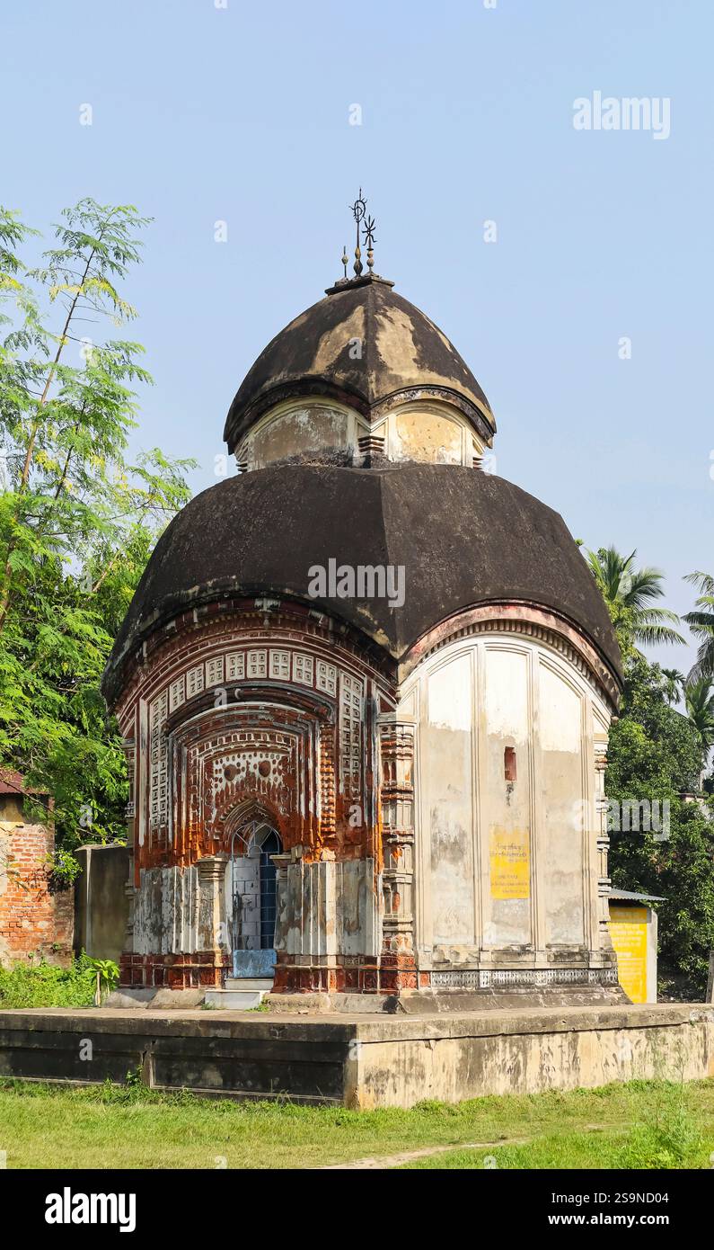 View of the terracotta-decorated Jaleshwar-Phuleshwar Shiva Temple ...
