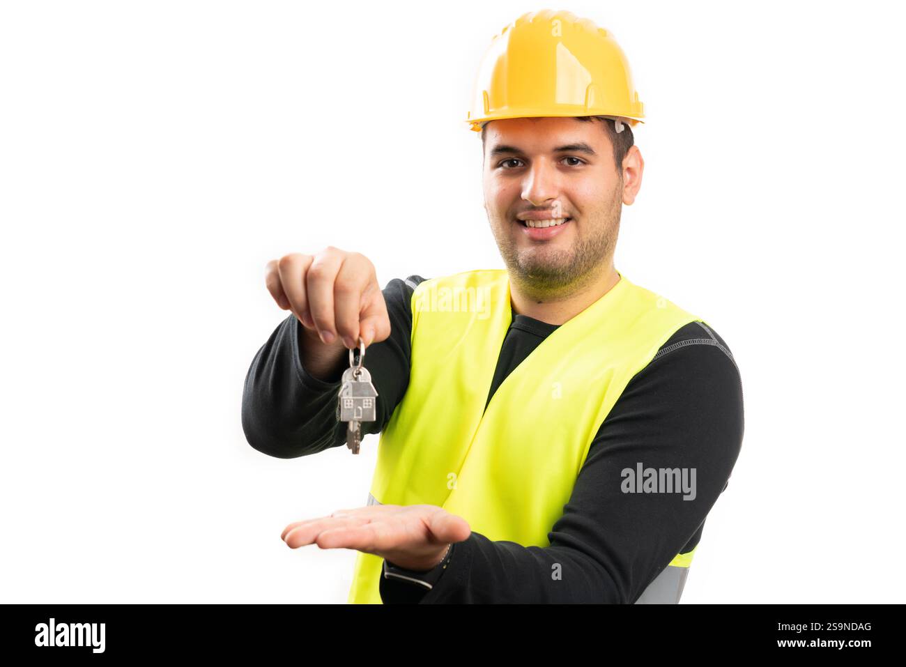 Male contractor construction worker with friendly trustworthy ...