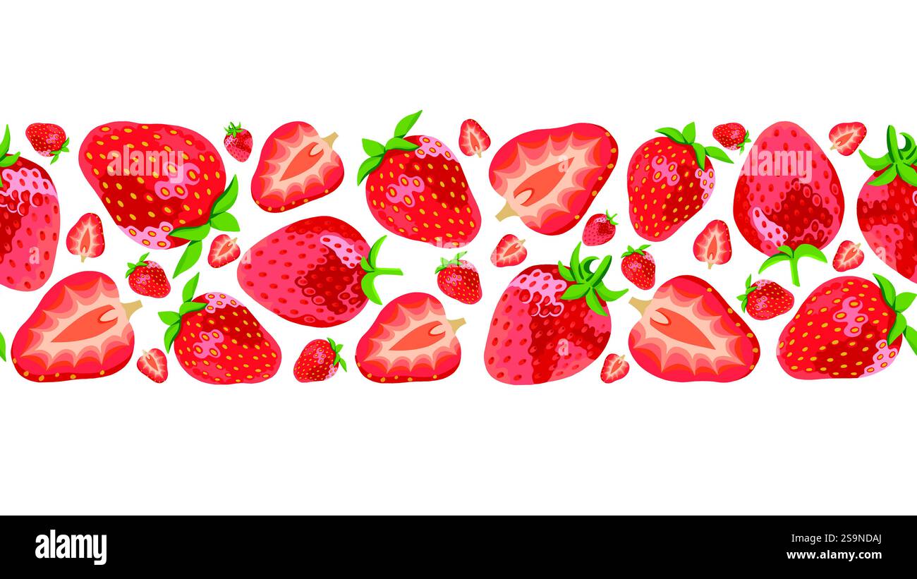 3d realistic vector strawberries illustration border. Frame made of ...