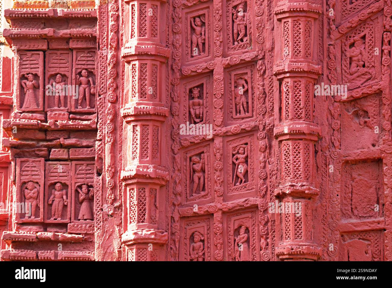 Sculptures of Hindu deities and sages carved in terracotta on Kashinath ...