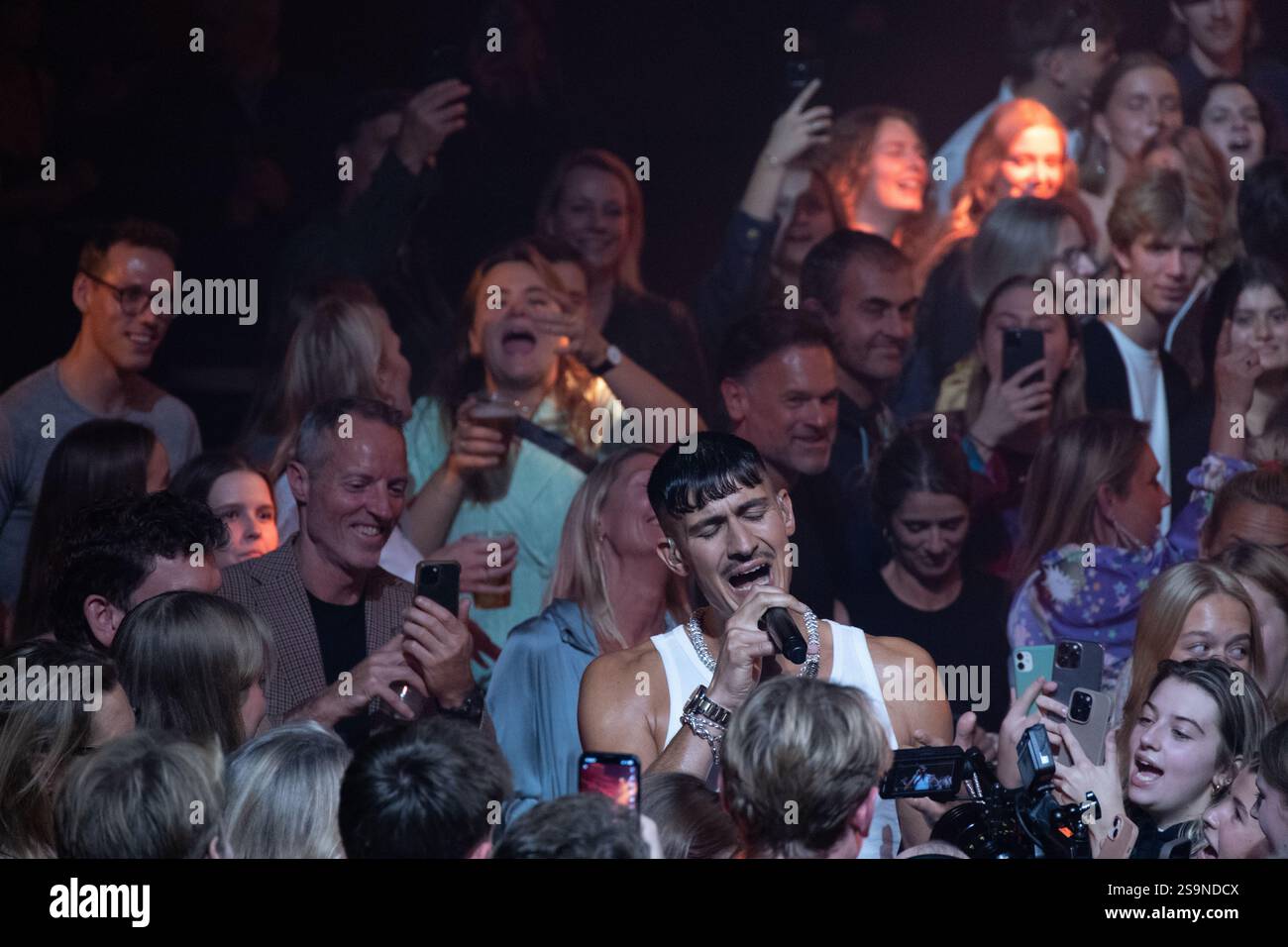 Tobias Rahim performs during the P3 Guld in the Copenhagen Concert Hall ...