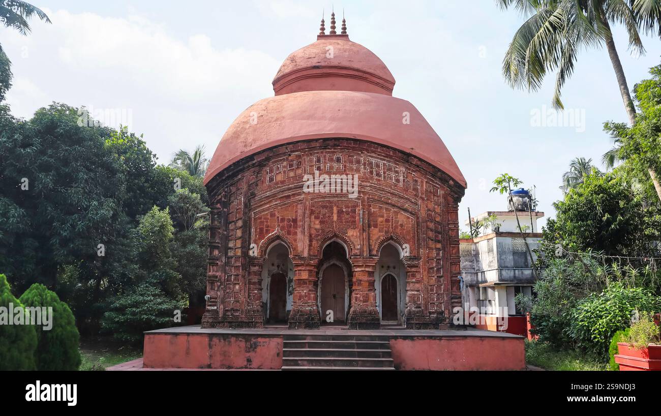 Front view of the terracotta Rajrajeshwar Temple, built in 1728 AD with ...