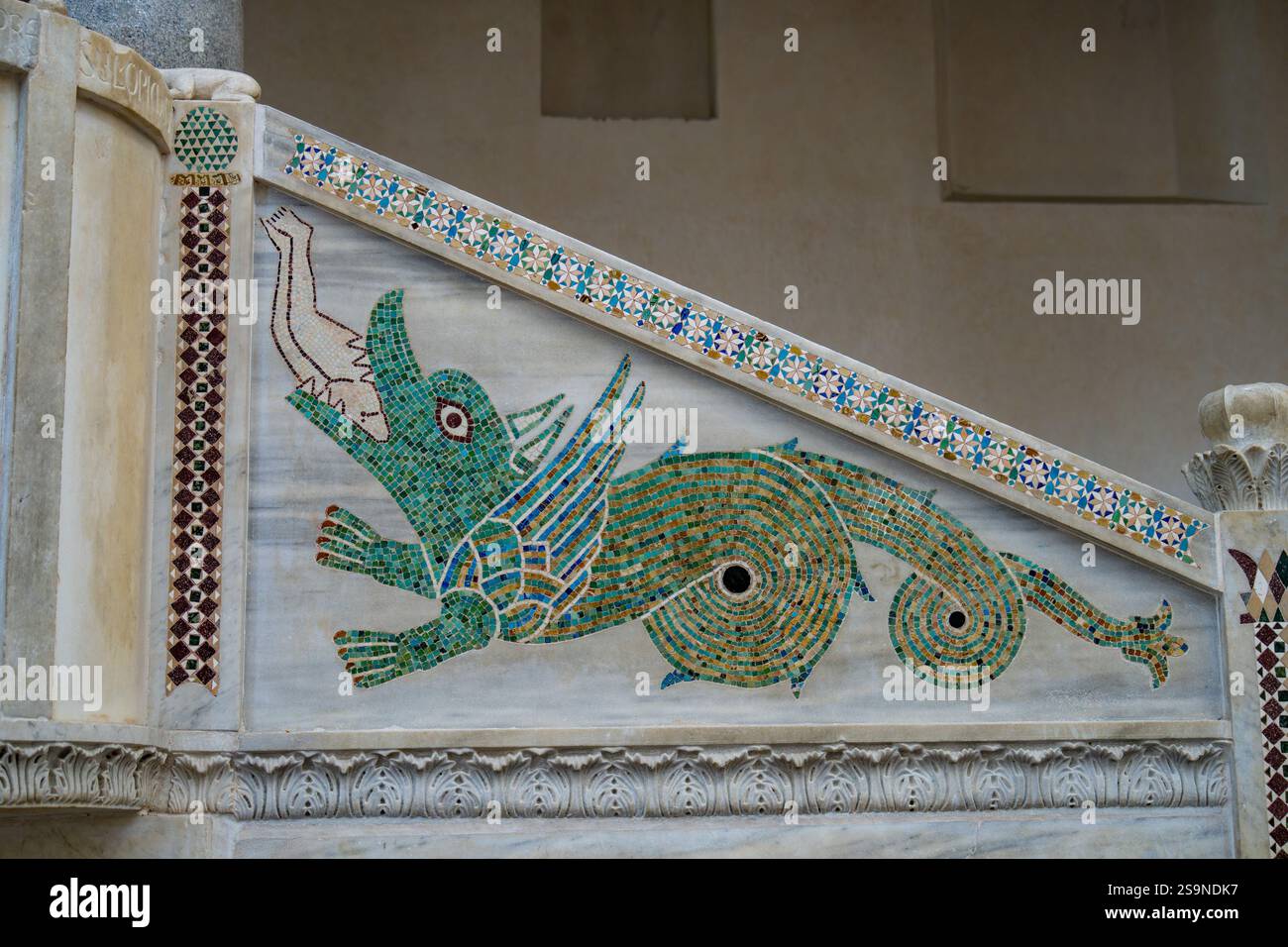 The 12th Century Epistle Pulpit in the nave of the Ravello Duomo in ...