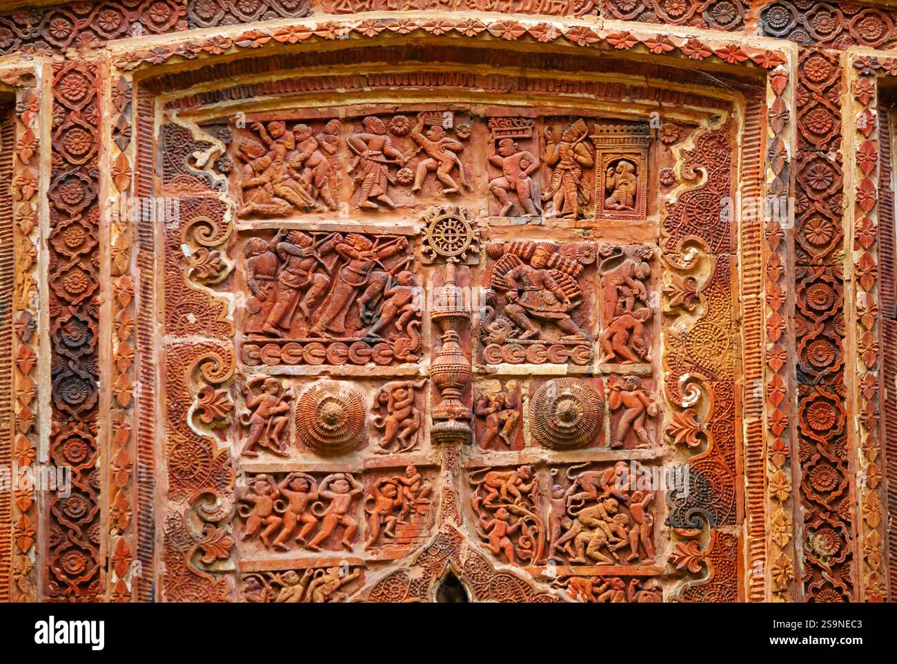 Terracotta depiction of the revolving golden fish targeted by Arjuna ...