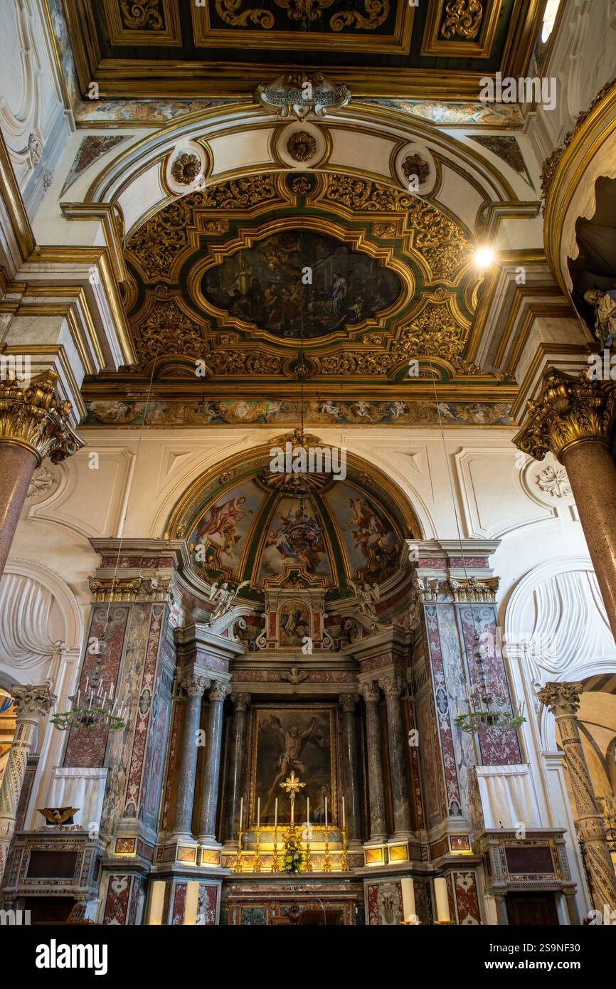 The altar and apse of the Duomo of Amalfi, the Cathedral of Saint ...