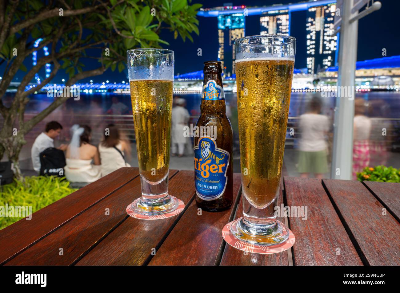 Tiger Beer in the Marina Bay Area, Singapore Stock Photo - Alamy