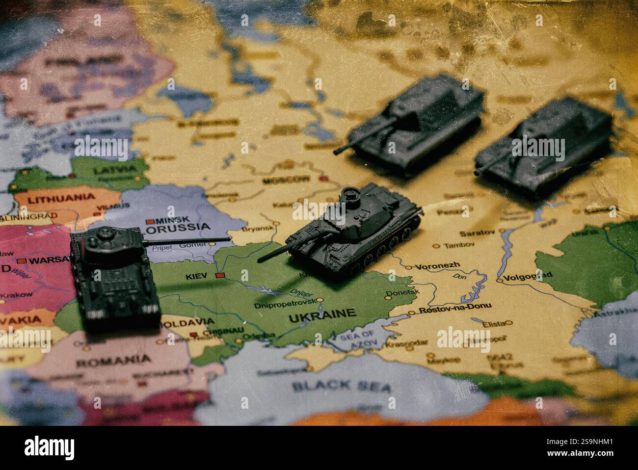Armed conflict between Russia and Ukraine on the map of Europe Stock ...