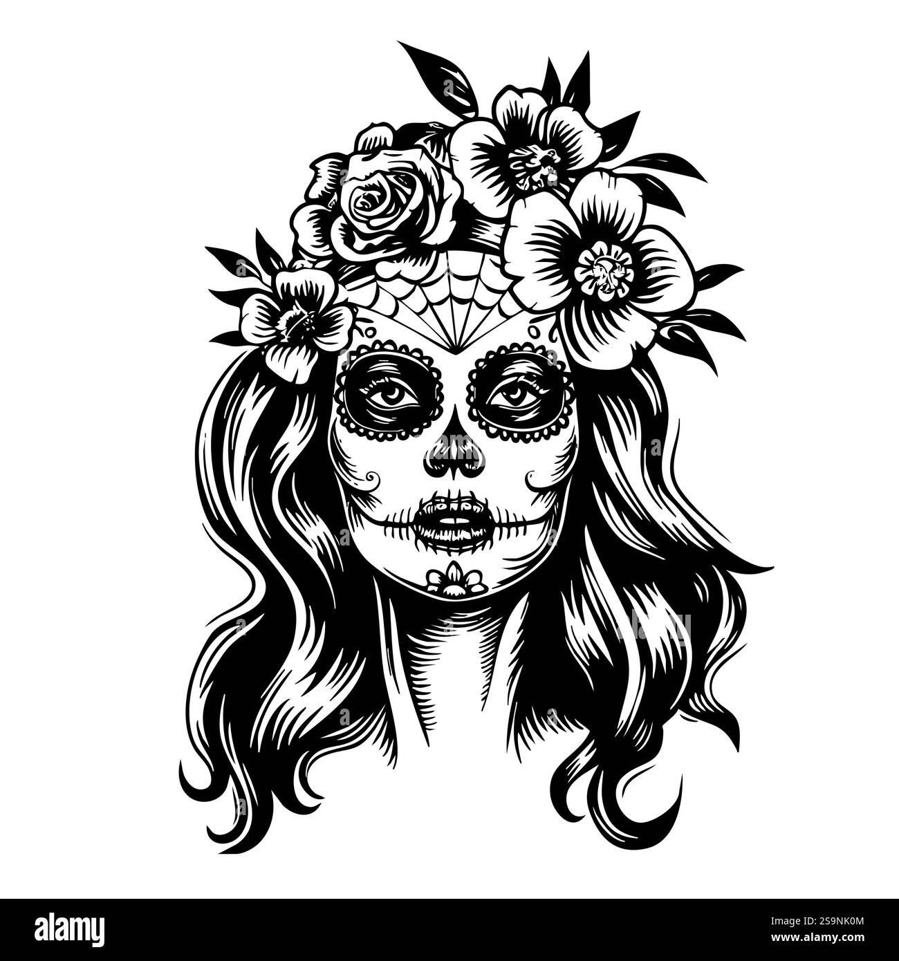 Santa muerte drawing Black and White Stock Photos & Images - Alamy