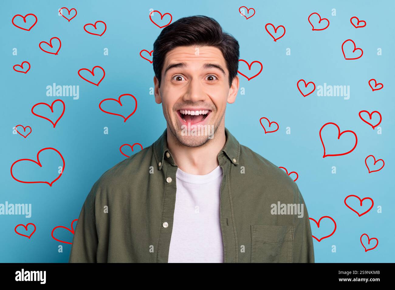 Portrait of astonished guy hear wonderful message scream open mouth ...