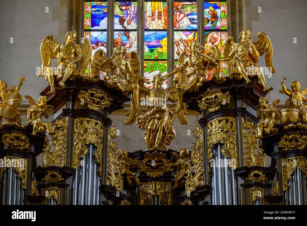 Pipe organ in the Roman Catholic Church of Saint Barbara in Kutna Hora ...