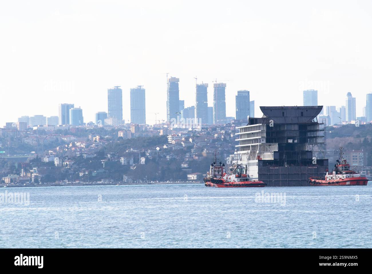 Istanbul, Bosphorus, Turkey - 17.01.2025 Platform passing through the ...