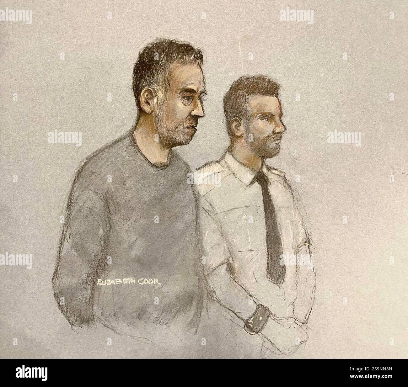 Court artist sketch by Elizabeth Cook of Paul Butler (left) appearing ...