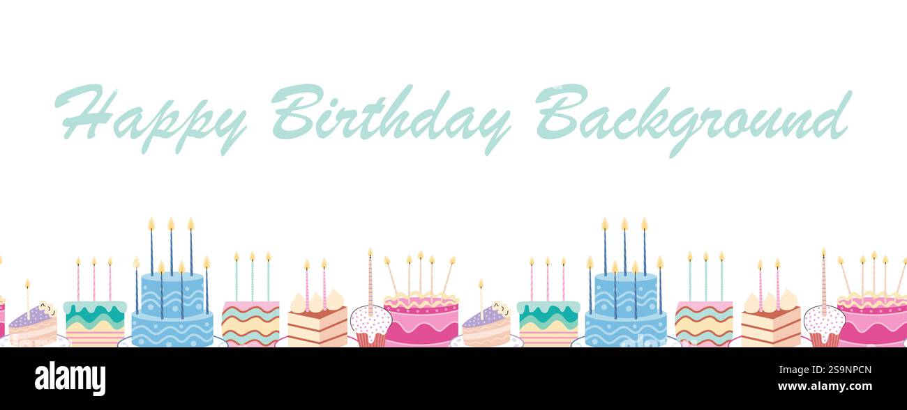 Happy Birthday cakes seamless border Stock Vector Image & Art - Alamy