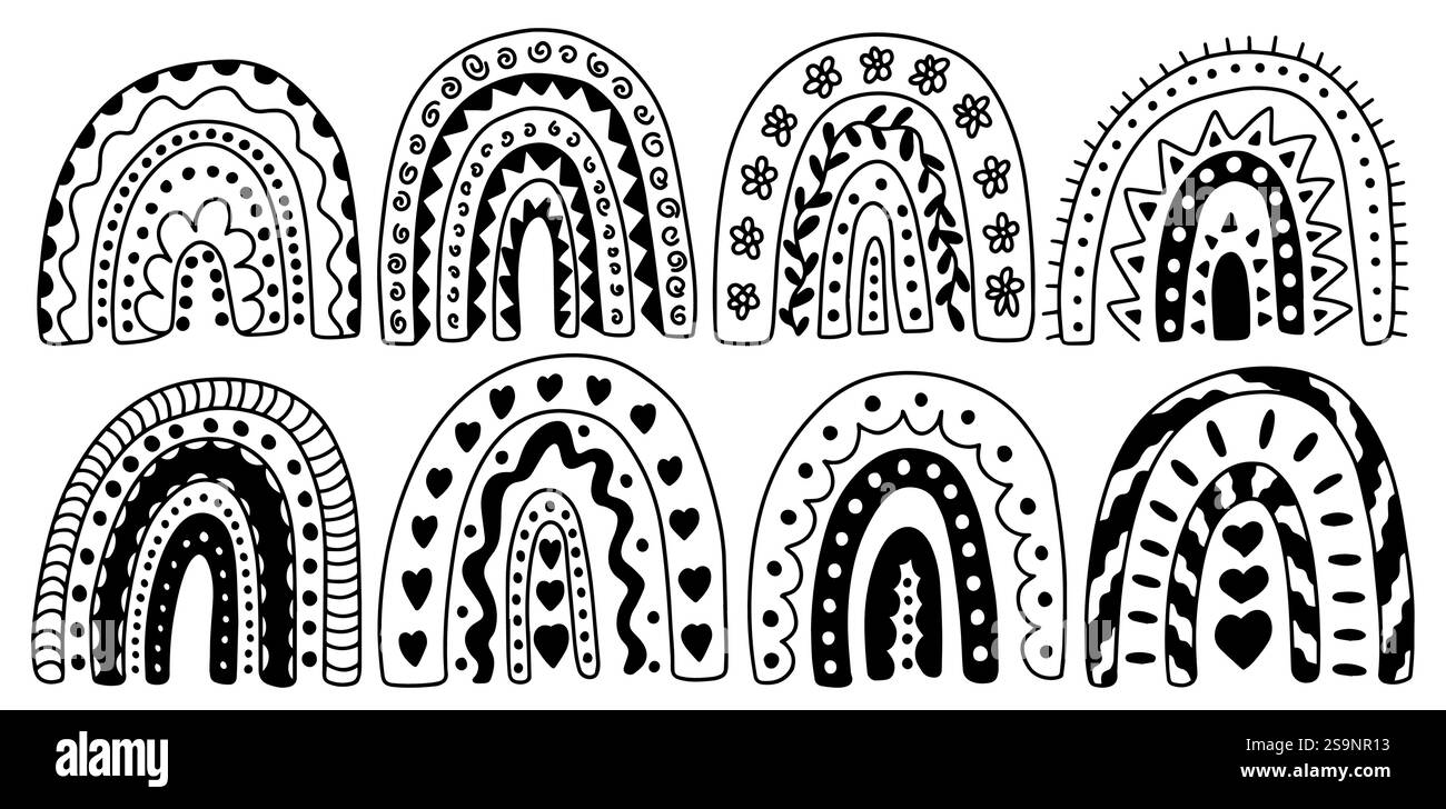 Hand drawn doodle rainbows set Stock Vector Image & Art - Alamy
