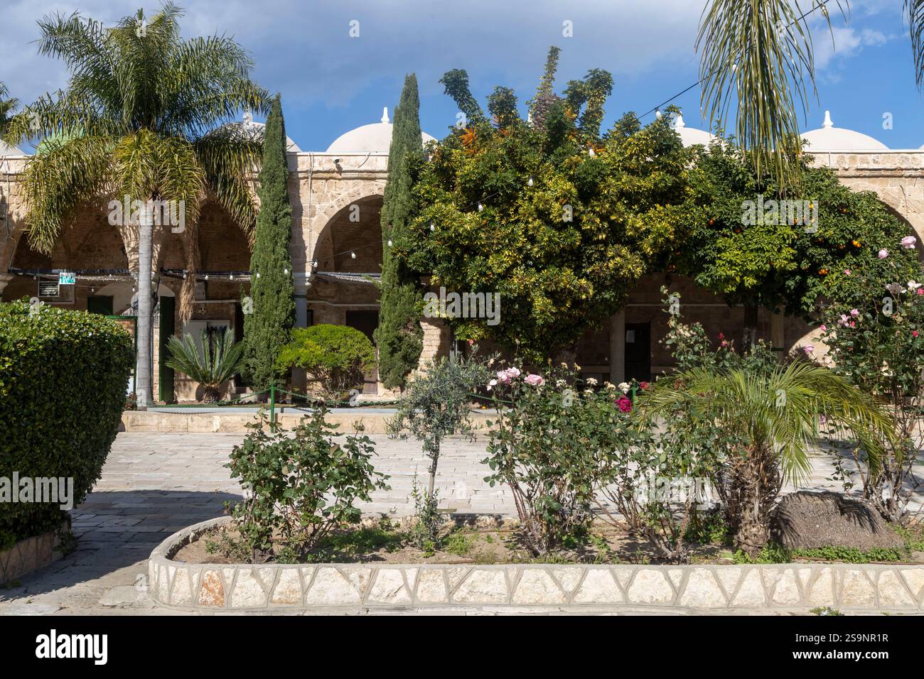 Akko, Israel - January 23, 2025, Courtyard of Al-Jazeera Mosque with ...