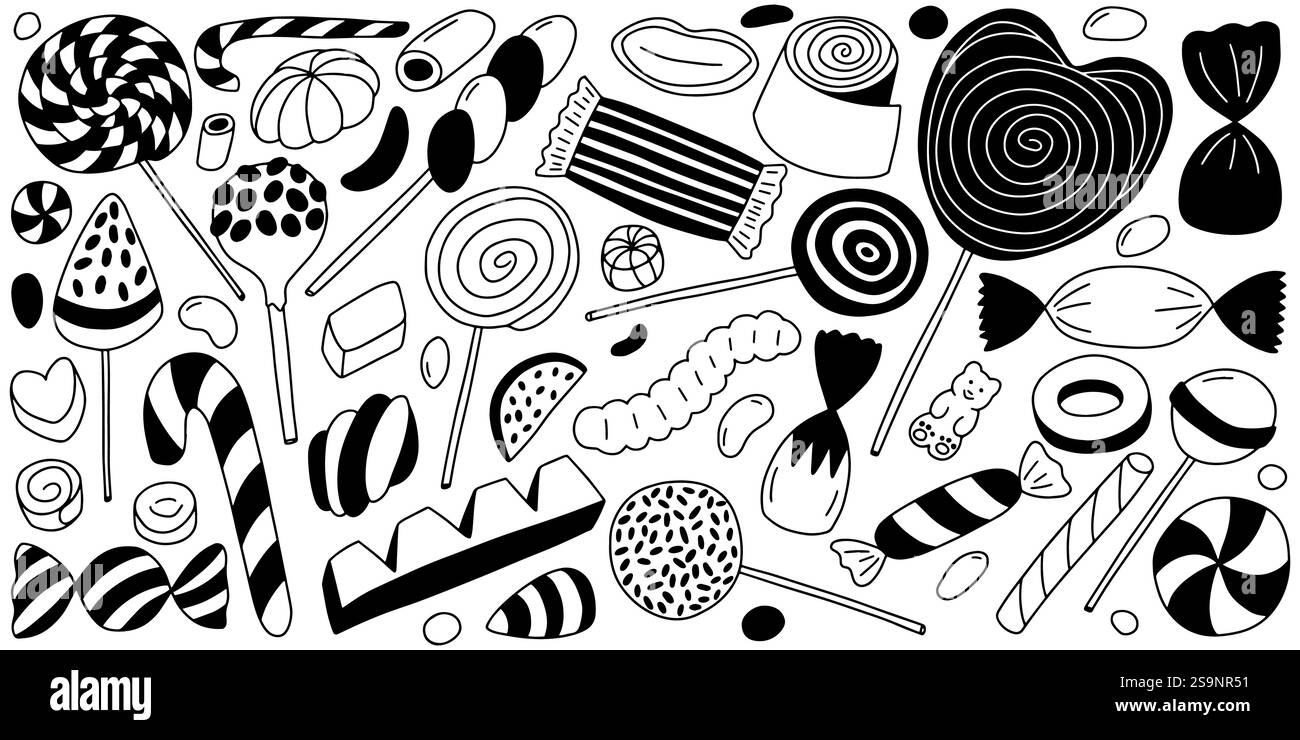 Hand drawn sweets and candies doodle set Stock Vector Image & Art - Alamy