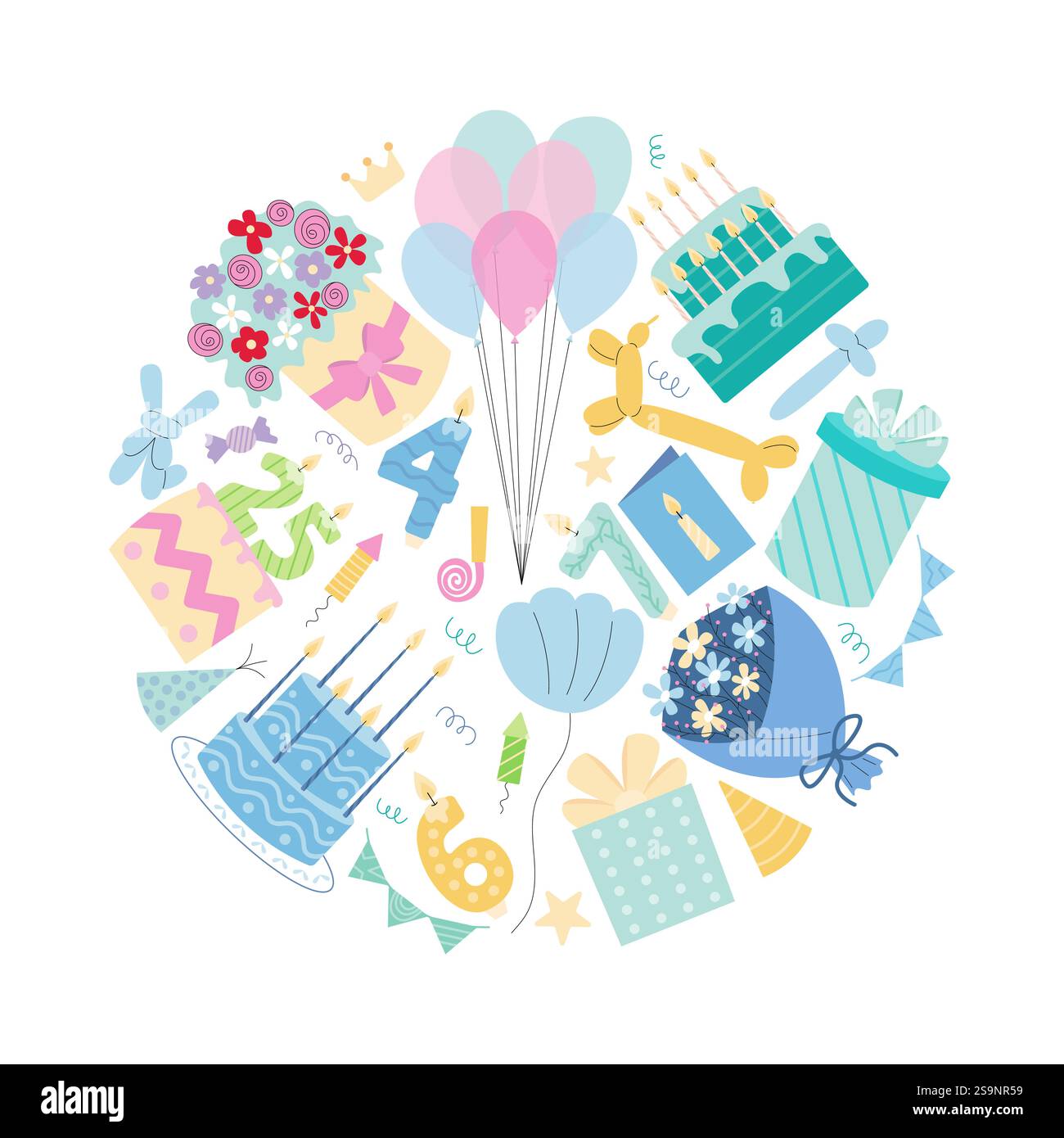 Birthday elements vector flat set Stock Vector Image & Art - Alamy