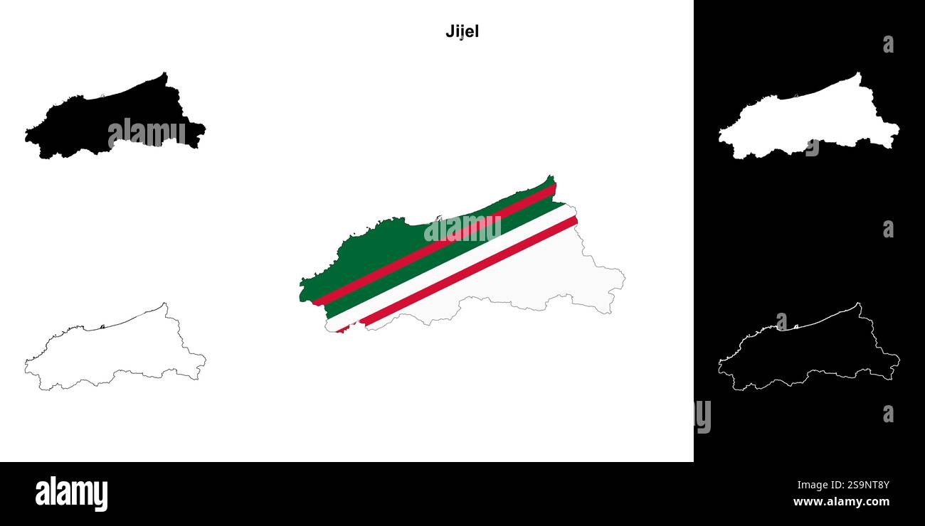Jijel province outline map set Stock Vector Image & Art - Alamy