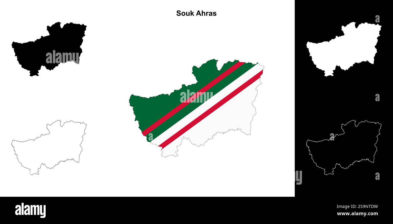 Souk Ahras province outline map set Stock Vector Image & Art - Alamy
