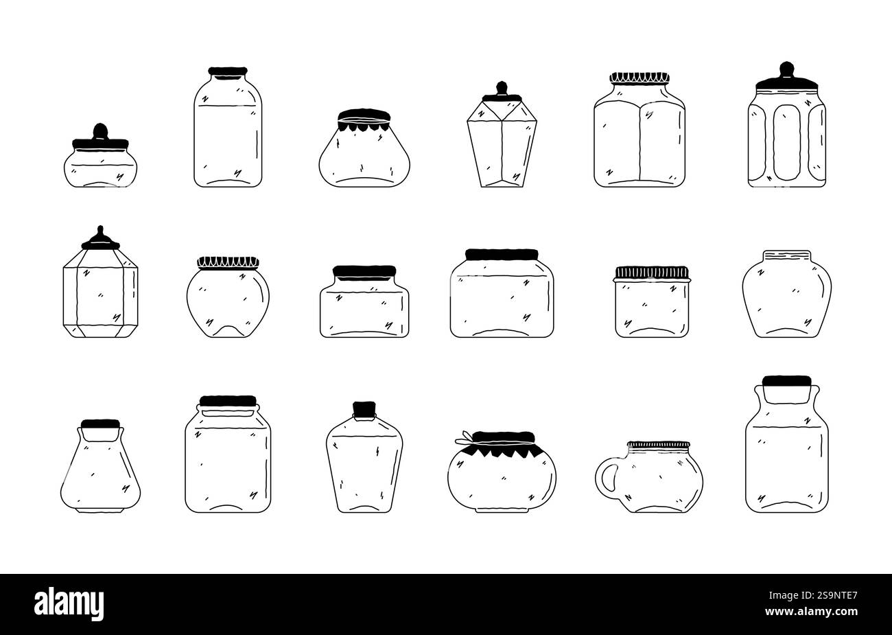 Line doodle jars. Cute empty glass food containers with lids for ...