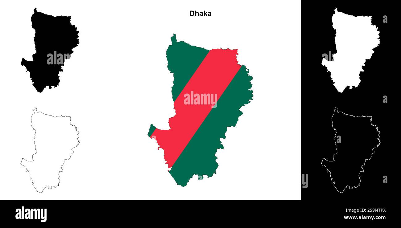 Dhaka division outline map set Stock Vector Image & Art - Alamy