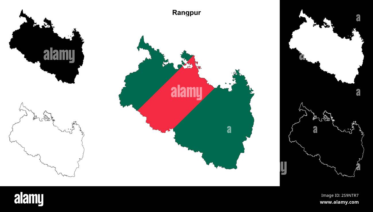 Rangpur division outline map set Stock Vector Image & Art - Alamy