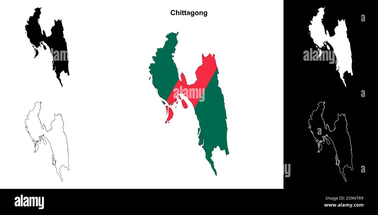 Chittagong division outline map set Stock Vector Image & Art - Alamy