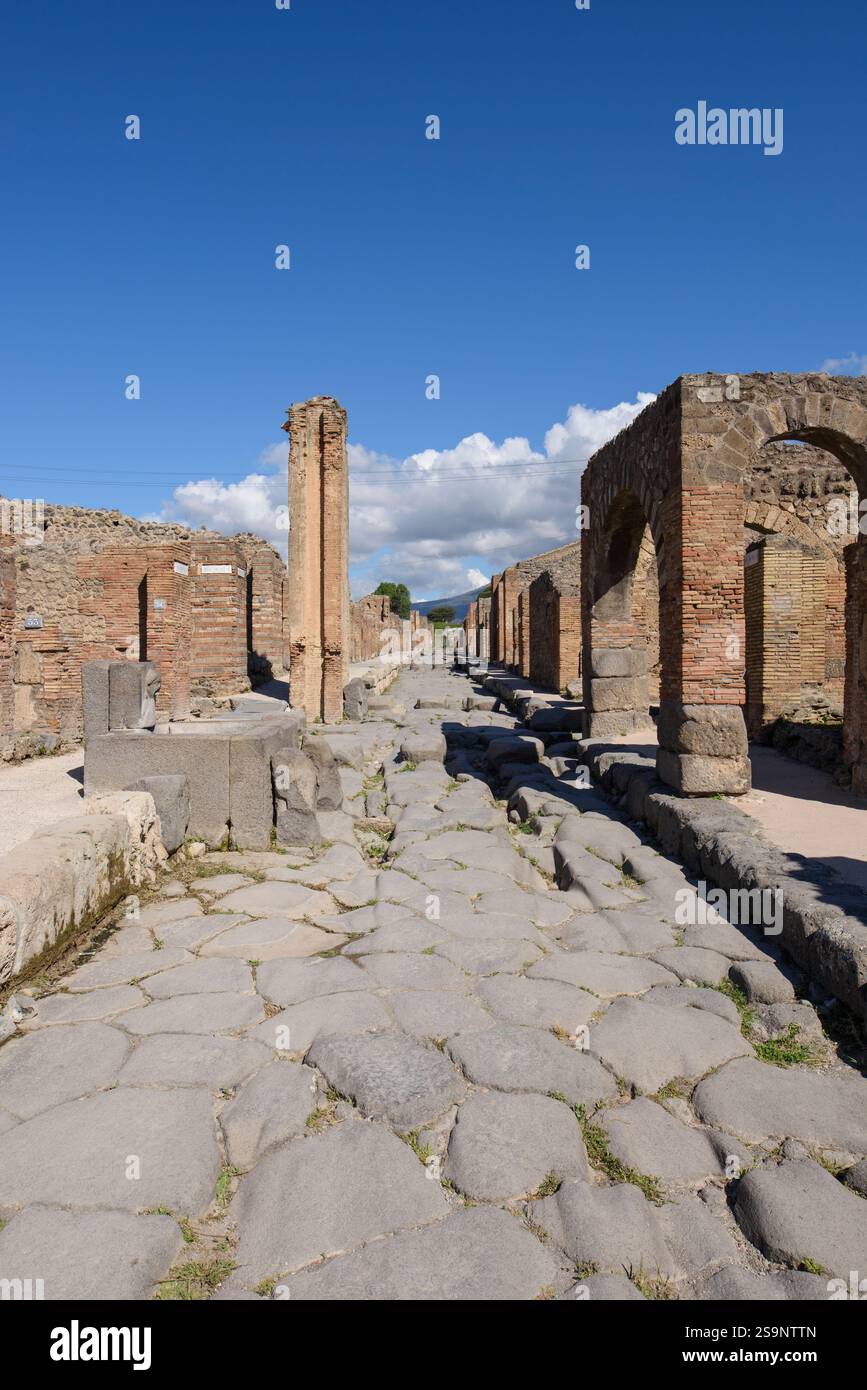 Pompei. Italy. Archaeological site of Pompeii. Via Stabiana - View ...