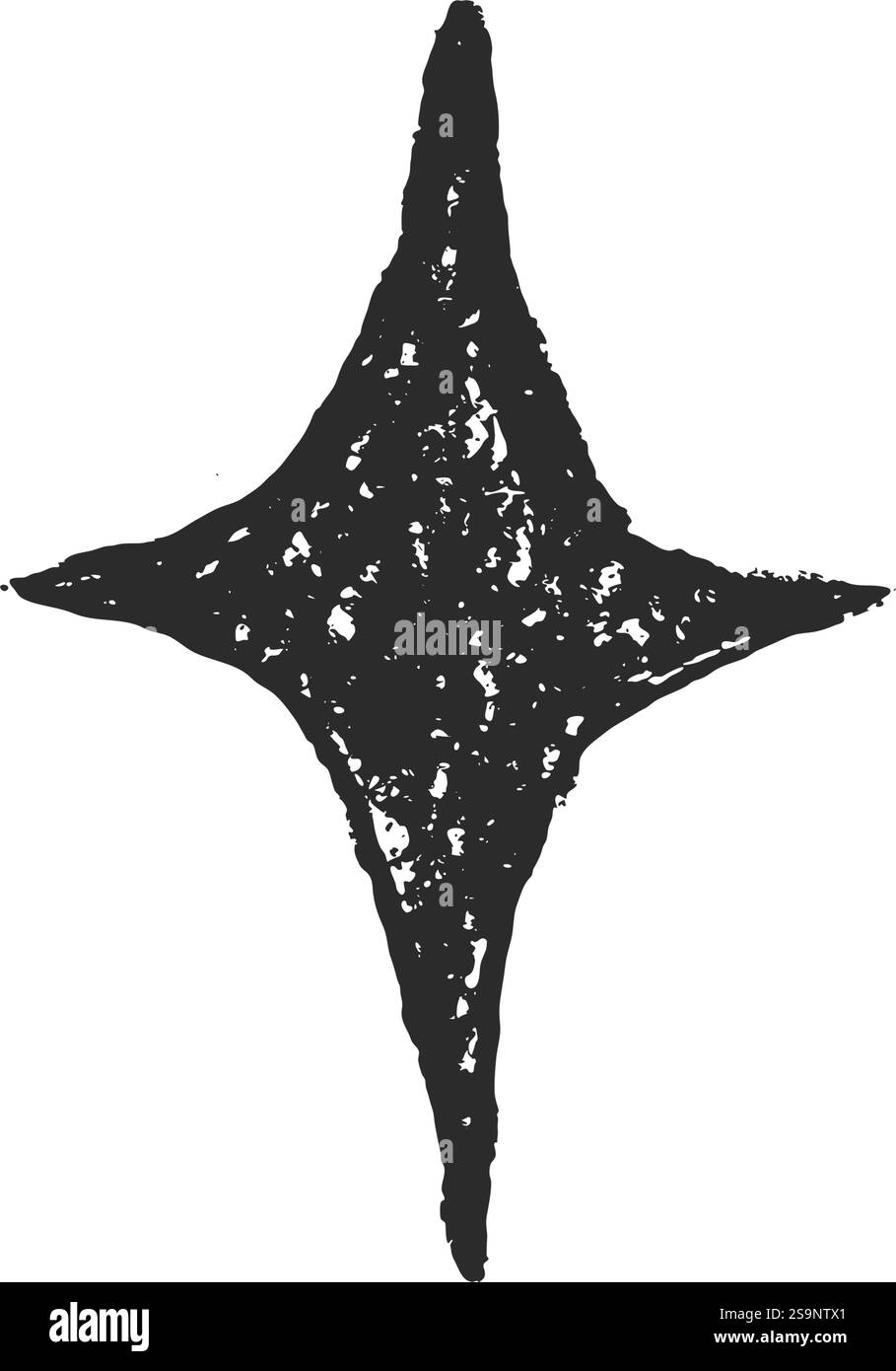Crayon drawn sparkle star. Space shine shape. Blings doodle. Vector charcoal handdrawn ...
