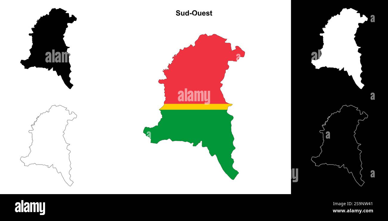 Sud-Ouest region outline map set Stock Vector Image & Art - Alamy
