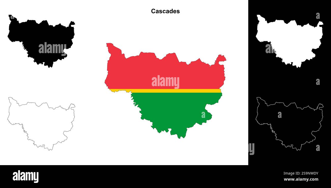 Cascades region outline map set Stock Vector Image & Art - Alamy